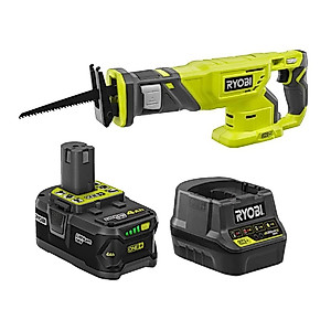Ryobi 18-Volt Cordless Reciprocating Saw Kit with a 4Ah Battery and Charger (No Retail Packaging, Bulk Packaged)