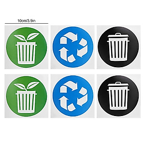 60Pcs Recycle Sticker Compost Sticker Reusable Easy to Tear and Stick Large Patterns Trash Sticker for Waste Box Recycling Station Wall Trash Can
