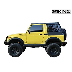 King 4WD Premium Replacement Soft Top - Black Diamond Material with 31% Tinted Windows - Suitable for Suzuki Samurai 1986-1994 - Requires Factory Original Soft Top Hardware