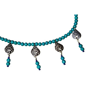 Elaine Coyne Collectible Artwear Santa Fe Antique Silver Plated Brass Teardrop Dangle Necklace - Turquoise