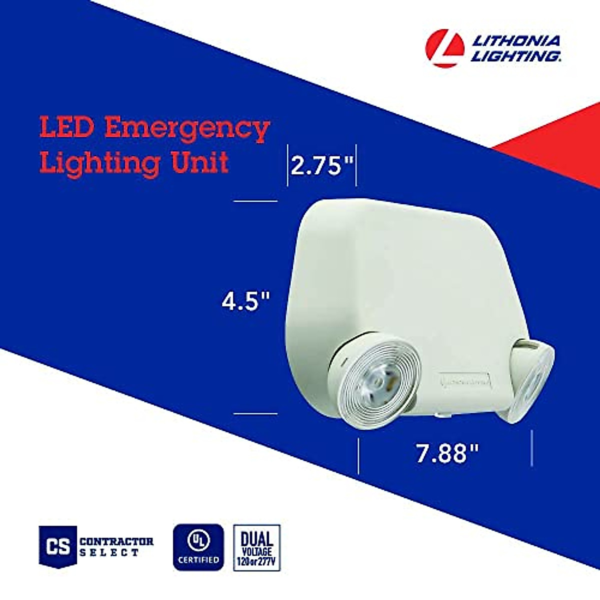 Lithonia Lighting EU2L M12 LED Emergency Light, standard T20 Compliant, Generation 3, 277 volts, White
