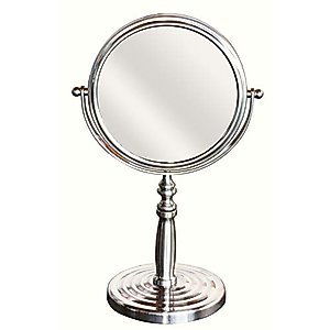 DecoBros 6-Inch Tabletop Two-Sided Swivel Vanity Mirror with 8X Magnification, Nickel