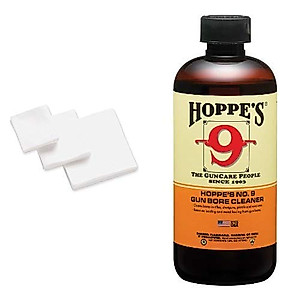 HOPPE'S No. 9 Gun Cleaning Patch.38-.45 Caliber/.410-20-Guage (500 Pack) No. 9 Gun Bore Cleaner, 16 oz. Bottle