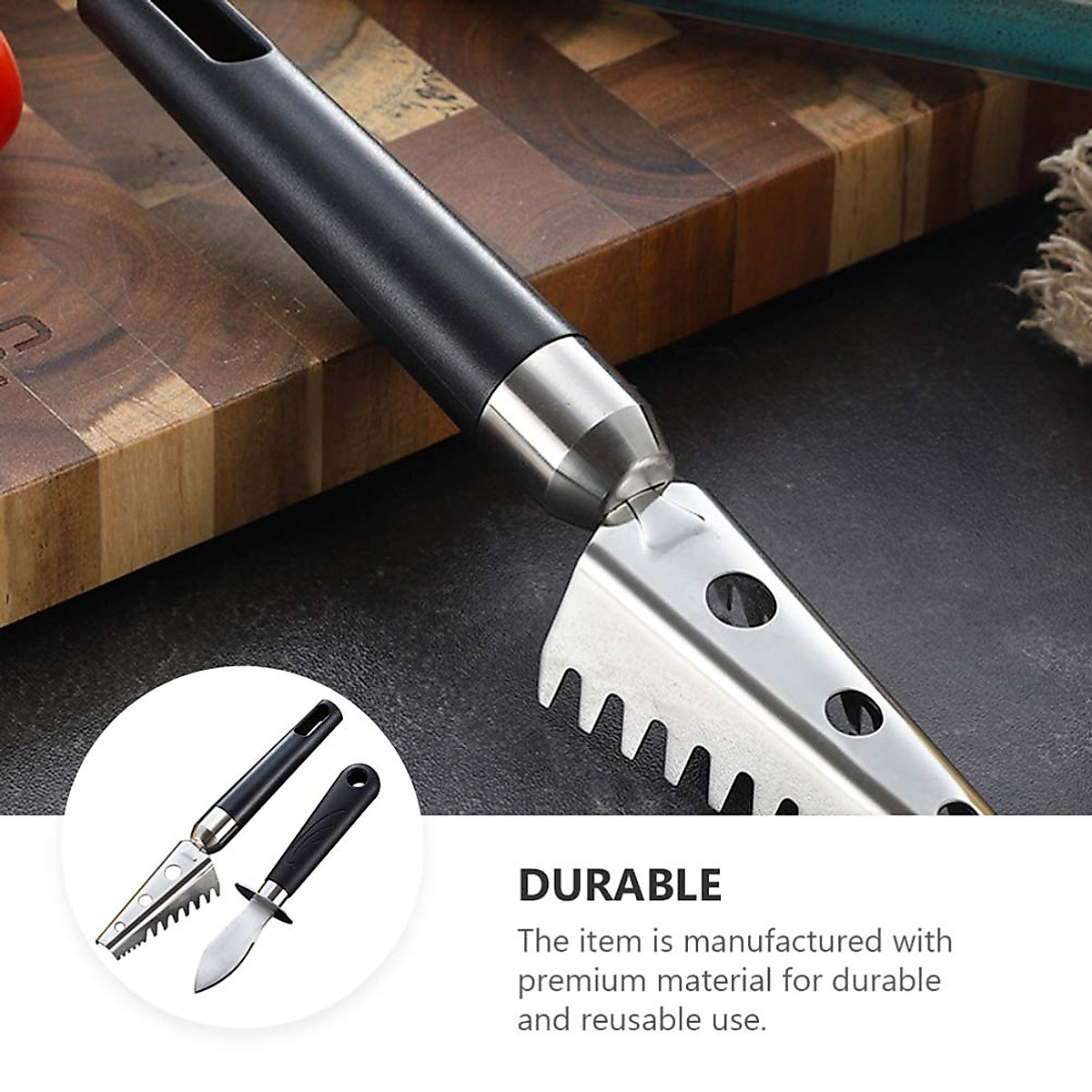 DOITOOL Fish Scaler Brush Oyster Shucker Set Oyster Shucking Seafood Skin Cleaning Brush Scraper Kitchen Shucking Tools