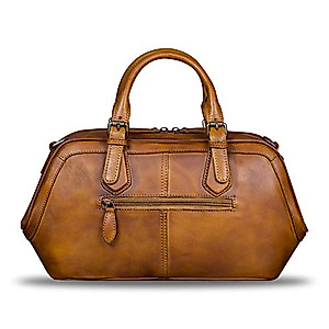 Genuine Leather Bags for Women Top Handle Handmade Handbag Vintage Style Crossbody Purses (Brown)