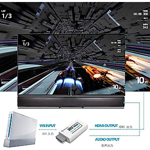 PORTHOLIC Wii to HDMI Converter 1080P with 5FT/1.5M High Speed HDMI Cable Wii2 HDMI Adapter Output Video&Audio with 3.5mm Jack Audio, Support All Wii Display 720P, NTSC, Compatible with HD Device