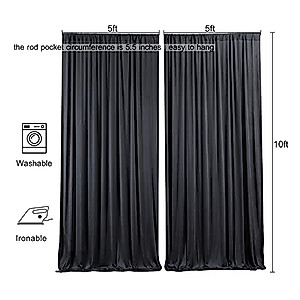 10ft x 10ft Black Backdrop Curtain for Parties Black Wrinkle Free Backdrop Drapes Panels for Birthday Party Wedding Photo Photography Polyester Fabric Background Decoration