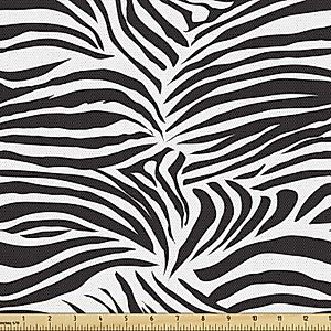 Ambesonne Zebra Print Fabric by The Yard, Striped Zebra Animal Print Nature Wildlife Inspired Simplistic Illustration, Decorative Fabric for Upholstery and Home Accents, 1 Yard, Black and White