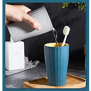 Awhale Mouthwash Toothbrush Cup, Bathroom Tumbler Cup, Unbreakable Bathroom Wash Cup, Soft and Easy Grip, Large Capacity 360ML (Blue and Grey)