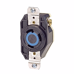 Leviton 2620 30 Amp, 250 Volt, Flush Mounting Locking Receptacle, Industrial Grade, Grounding, V-0-MAX, Black & 80720-W 1-Gang 1.60-Inch Diameter, Device Receptacle Wallplate, White