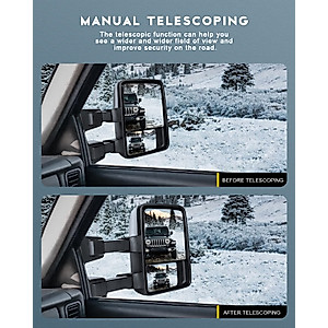 OCPTY Towing Mirrors Power Heated Left Driver Right Passenger Side Tow Mirrors Fit for 1999-2007 for Ford for F250/F350/F450/F550 Super Duty with Turn Signal Light with Chrome Housing