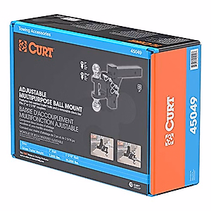 CURT 45049 Adjustable Trailer Hitch Ball Mount, Fits 2-Inch Receiver, 6-1/2-Inch Drop, 2 and 2-5/16-Inch Balls, 10,000 lbs , Black