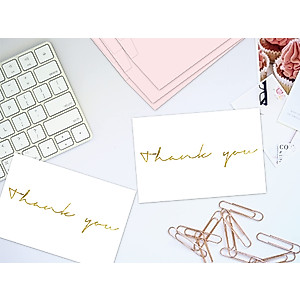 Gooji 4x6 Gold Foil Thank You Cards with Matching Peel-and-Seal Pink Envelopes (20-Pack)