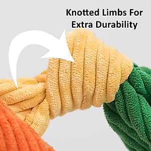 HuggleHounds Knotties Dog Toys For Small Dogs - Plush Dog Toy For all breeds - Squeaky Interactive Puppy Toys - Soft Yet Tough, Durable Stuffed Pet Chew Toy For All Breeds | Small Tiger Trout