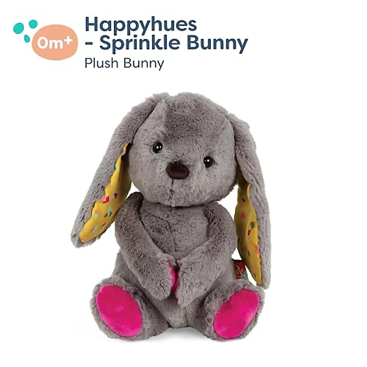 B. toys- B. softies- 12" Plush Bunny- Huggable Stuffed Animal Rabbit Toy- Soft & Cuddly Plush Bunny – Washable – Newborns, Toddlers, Kids- Happy Hues- Sprinkle Bunny - 0 Months +