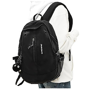 Black School Backpack for Teens Girls Boys, Middle High School Backpacks College Bookbag Laptop Backpacks for Women Men Water-Resistant Daypack Small Lightweight Waterproof Travel Hiking Backpack