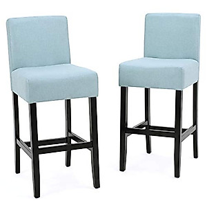 Christopher Knight Home Lopez Fabric Barstools, 2-Pcs Set, Light Blue