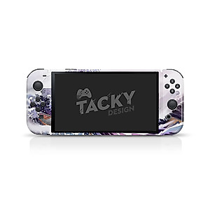 Tacky Design Wave Skin Compatible with Nintendo Switch OLED Skin Wrap Cover, Purple Skin for Nintendo Switch OLED Stickers, Premium Vinyl 3M Full Wrap Decal, Compatible with Joy-Con, Console, Dock.