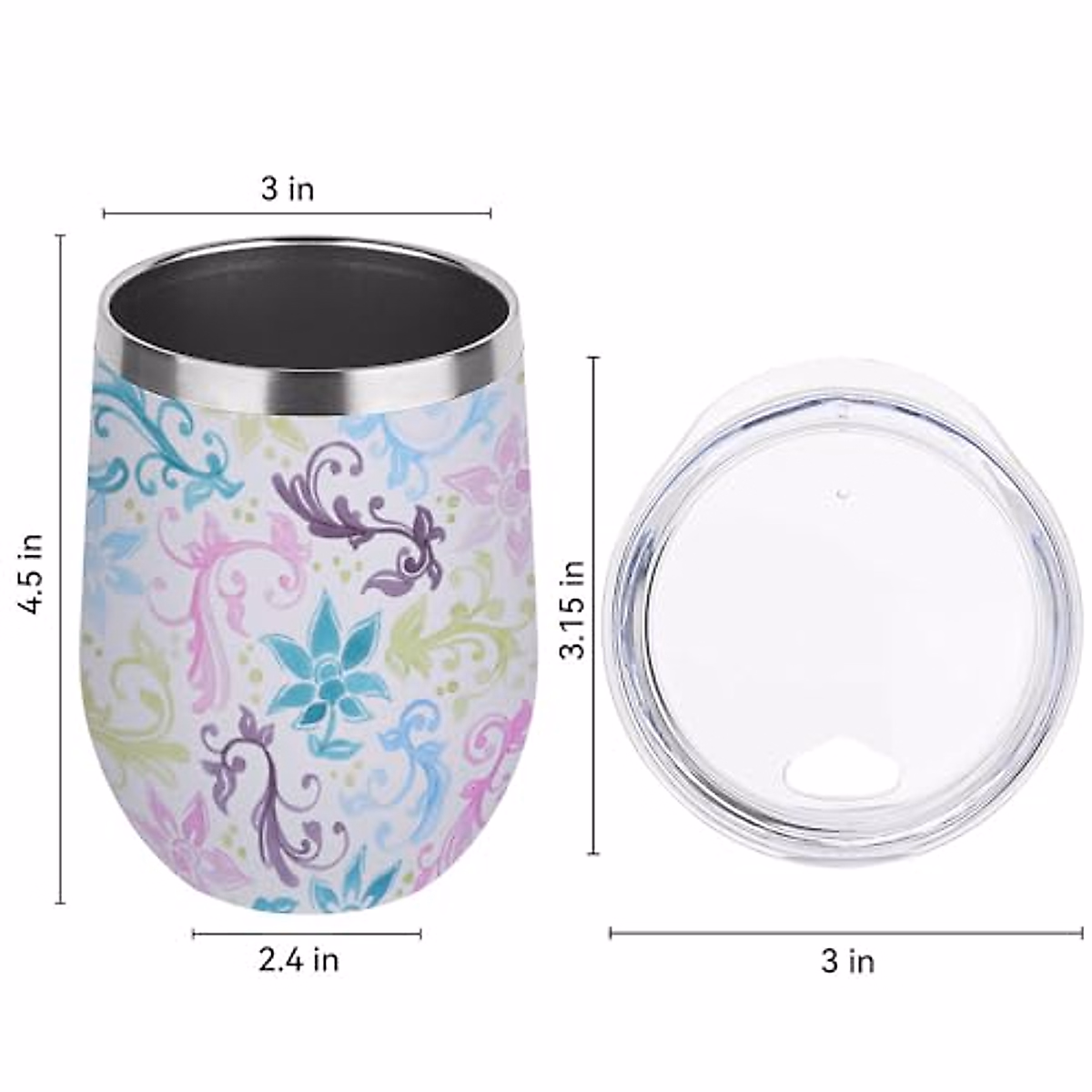 silichee 12 Oz Stainless Steel Stanley Cup with Lid Floral Pattern Watercolor Painting of Abstract Blue Green Flowers and Insulated Tumblers Vacuum Coffee Mugs for Hot and Cold Drinks,Coffee,Wine