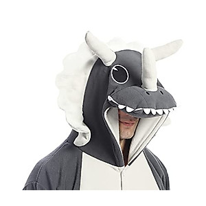 dressfan Animal Triceratops Dragon Onesie Grey Dinosaur Christmas Halloween Cosplay Costume Pajamas Unisex Adults Teens Kids