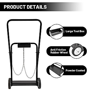 Yeeoy Dual Welding Cylinder Cart, Heavy Duty Torch Cart with Rubber Wheels Safety Chains, Large Oxygen Bottle Acetylen Tank Hand Truck, Black