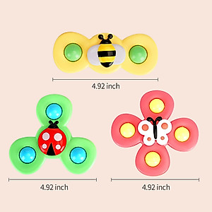 ALASOU 6 PCS Suction Cup Spinner Toys(3 Farm+3 POP) for Infant and Toddlers