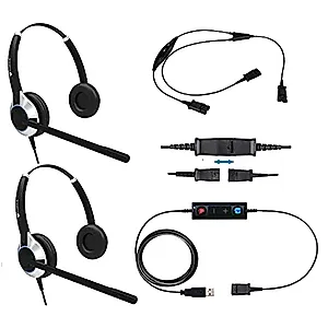 Deluxe USB Headset Training Solution (Includes 2 x TruVoice HD-550 Headset with Noise Canceling Microphone, USB Cable and Training Y Cable)