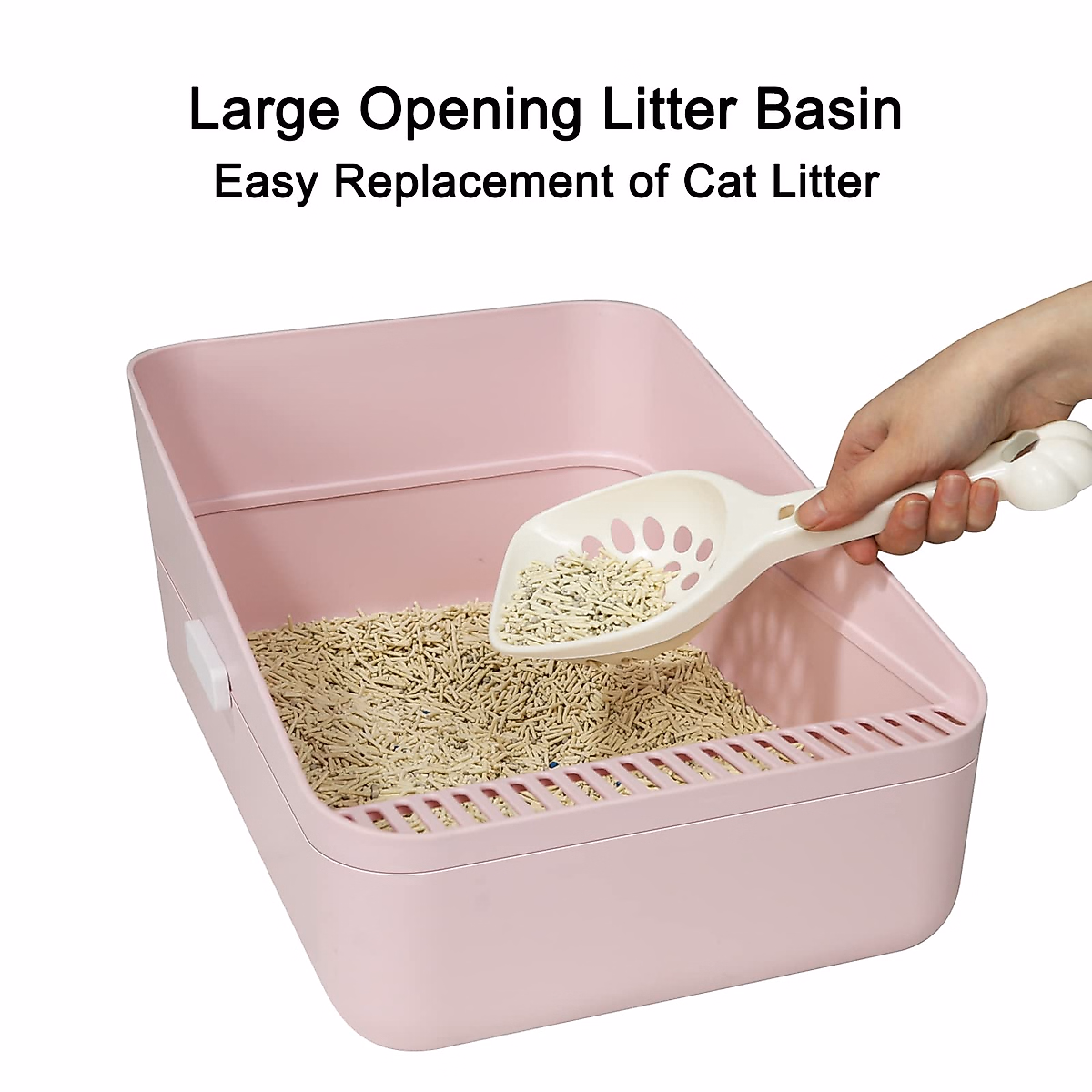 Sfozstra Open Prevent Sand Leakage, Durable High Side Sifting Litter Box for Small Cats,Secure and Odor , Removable Litter Box, Easy to Clean (Pink Small)