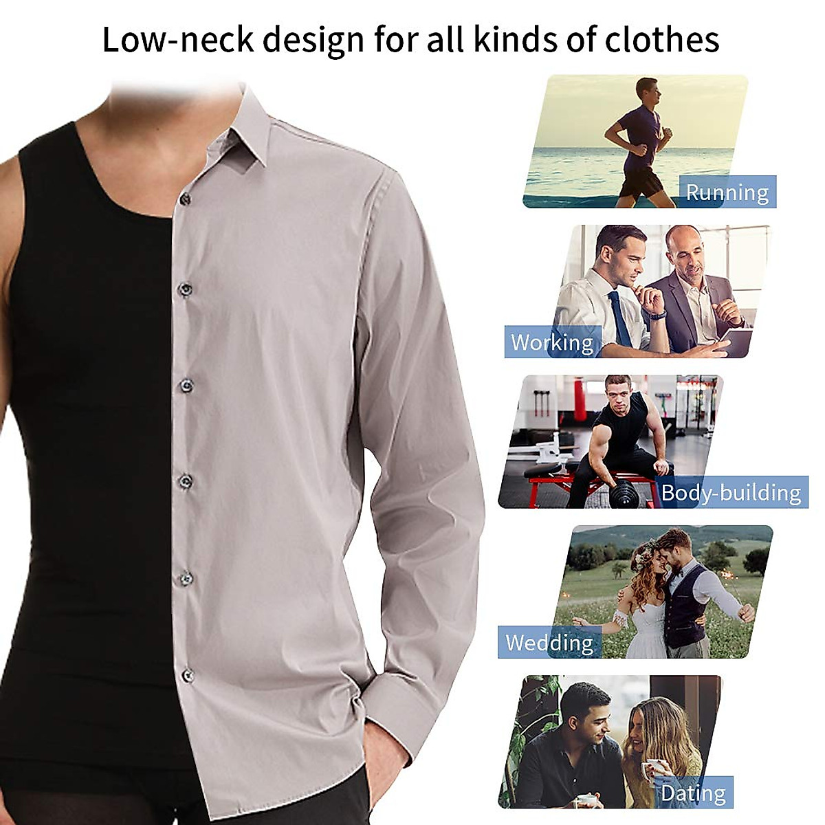 GSKS Mens Body Shaper Compression Tank Top Slimming Shapewear Abdomen Undershirt