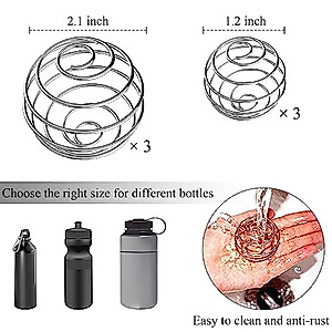 Onkuly 6 Pcs Shaker Balls Replacement Shaker Bottle Ball 2 Sizes Stainless Steel Mixing Balls for Protein Shaker, Drinking Bottle