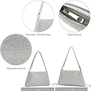 YIKOEE Rhinestone Clutch Purses for Women Bling Evening Bag (Silver)