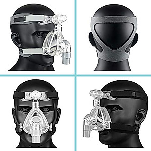 Upgaded Full Face CPAP Headgear CPAP Mask Straps Replacment for Resmed Mirage Series & Philips Respironics Non-Strechy Durable Design - (2-Pack // Black & Grey）