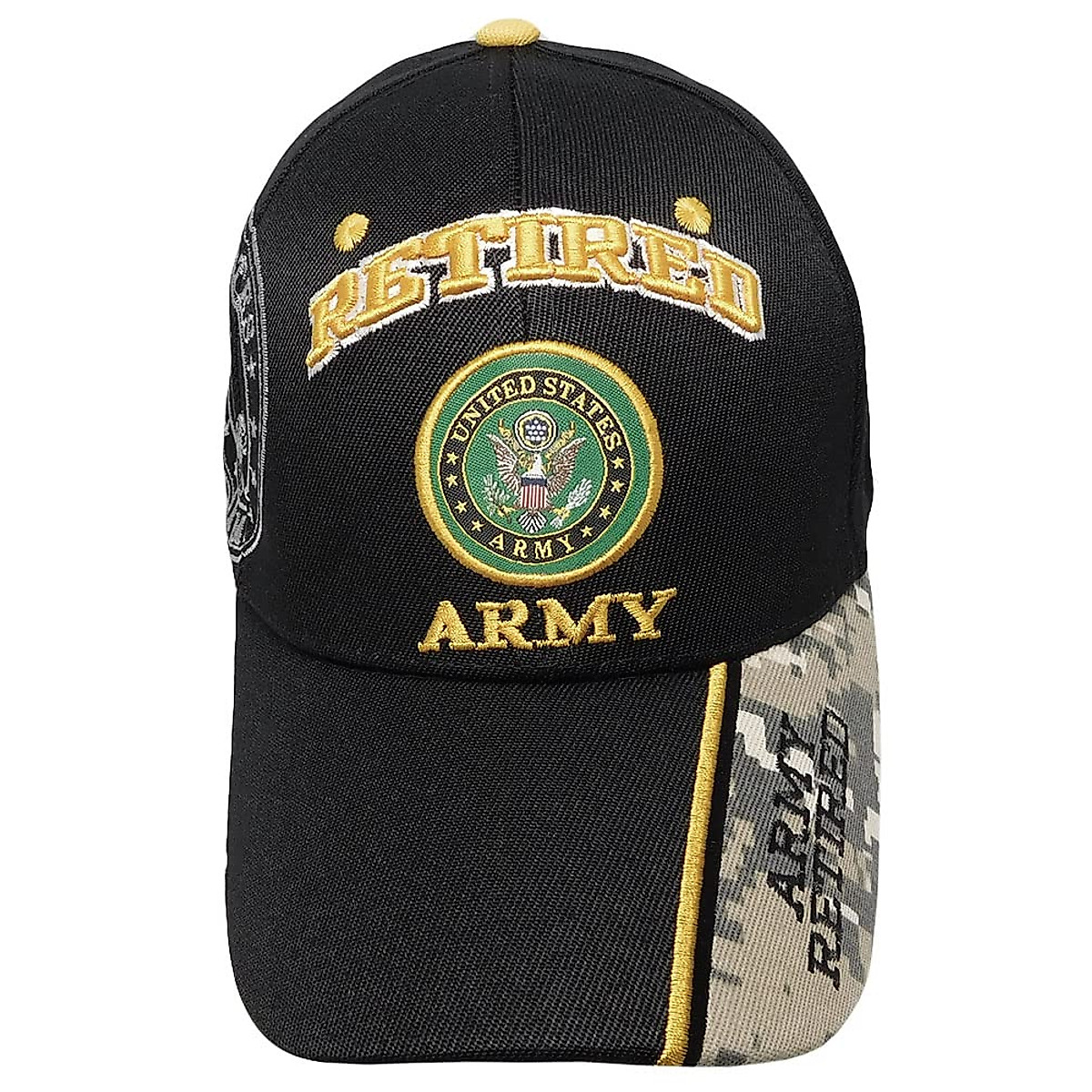 kys U.S. Army Retired Cap With Emblem- Black/Camo