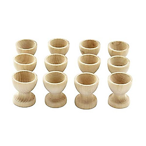 Hosfairy 16Pcs Mini Egg Cups Wooden Egg Cups Easter Egg Holders for DIY Painting Easter Craft Decoration
