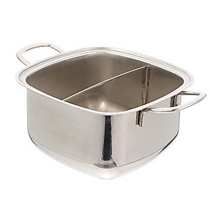 SHERCHPRY Pan Divider Stainless Steel Cookware Hot Pot with Divider Shabu Shabu Hot Pots Stainless Steel Pot for Induction Cooktop Gas Stove M Stainless Steel Wok Supplies