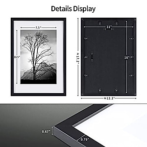 Tree Mountain Wall Art Black and White Landscape Picture Framed Canvas Print in White Matte and Black Framed 11x16 Inch Modern Artwork for Kitchen and Home or Living Room Decor