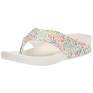 BZees Womens Villa Print Thong White Floral 8 M