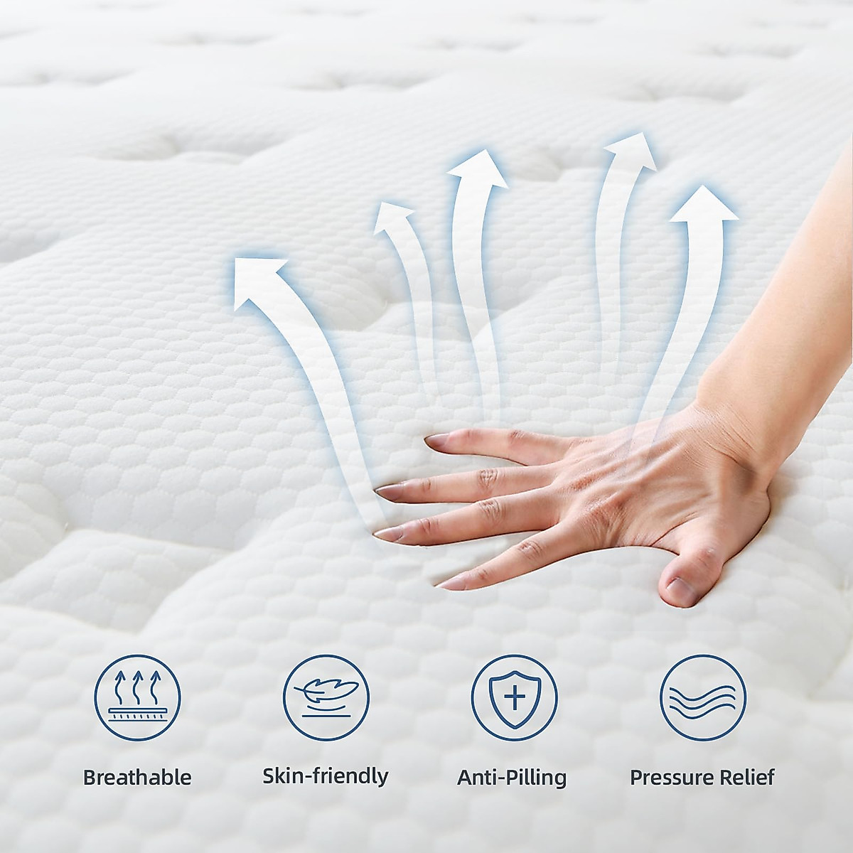 Gojef Full Size Mattress, 12 Inch Full Mattress, Hybrid Mattress in a Box with Independent Spring, Soft and Comfortable, Pressure Relief, CertiPUR-US Certified, Medium