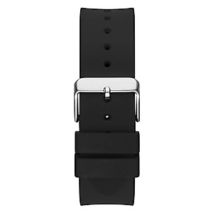 GUESS Men's Stainless Steel Quartz Watch with Silicone Strap, Black, 24 (Model: GW0208G1)