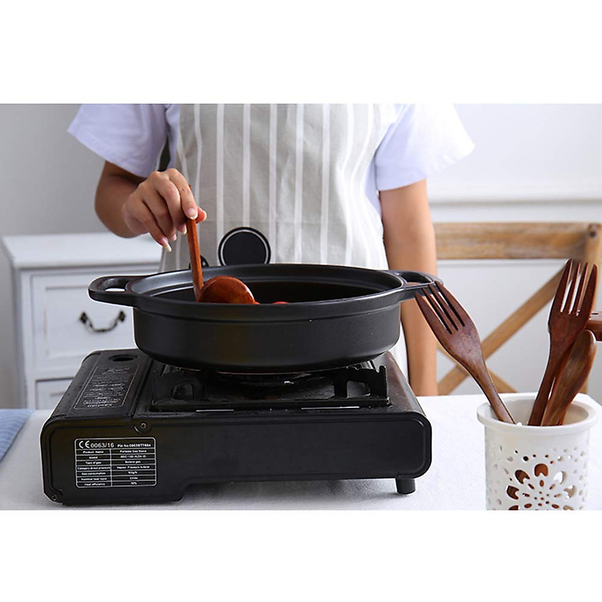 Casserole Dish with Lid Soup Pot Ceramic Tagine Pot, Tajine Cooking Pot Ceramic Pots for Cooking and Stew Casserole Slow Cooker with 2 Handle and Lid for Home Kitchen,Red