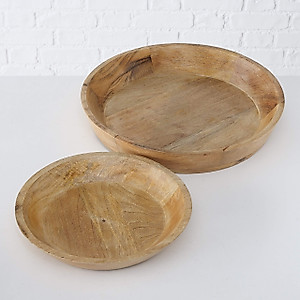 WHW Whole House Worlds Stockbridge Rimmed Bowls, Set of 2, Hand Crafted, Sustainable Mango Wood, Food Safe, 15.75 D and 11.75 D Inches