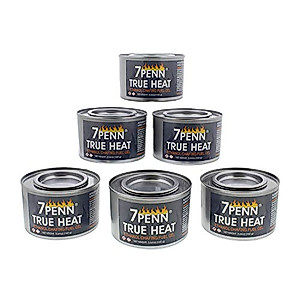 7Penn Gel Fuel True Heat Bio Ethanol 2 Hr Cooking Fuel 6pk – Food Warming Heated Cans, Chafing Dish Burner Buffet Warmer