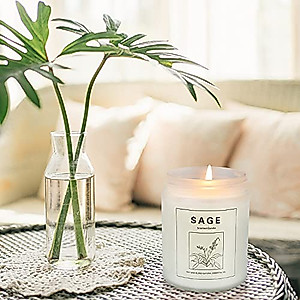 Candles for Home Scented, Sage Candles for Cleansing House & Lavender Candle for Stress Relief Long Lasting Burning Relaxing Aromatherapy Candle Gift Set for Women, Jar Candles 2 Pack