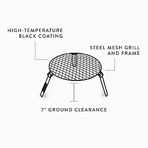 Barebones Barebones Fire Pit Grill Grate - Circular, Camping Grill Grate - Foldable Fire Pit and Campfire Grate Over Fire Pit