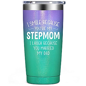 WOELIVE Stepmom Gifts - Best Stepmom Ever Stainless Steel Coffee Mug Tumbler with Lid - Birthday Gift for Bonus Mom, Christmas Gifts for Stepmom, 20oz Insulated Stepmom Tumbler