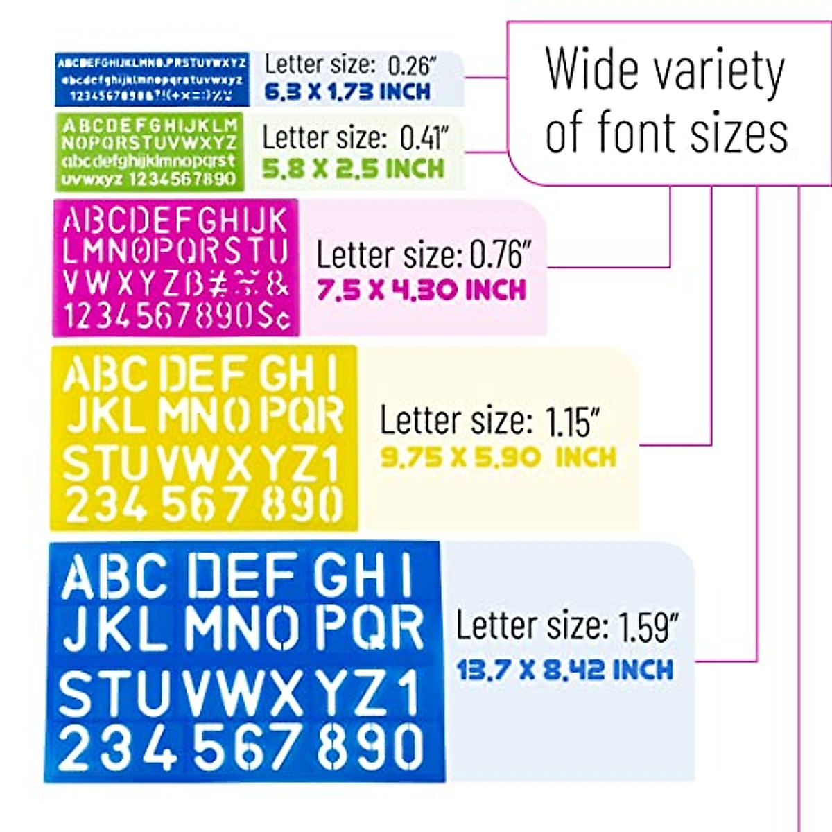Mr. Pen Letters and Numbers Alphabet Templates, Letter Stencils, Pack of 5