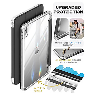 INFILAND Compatible with iPad 10th Generation Case 2022, iPad Case 10th Generation 10.9 Inch, Full Crystal Clear with Slot for Pencil & Charging Adapter, Grey