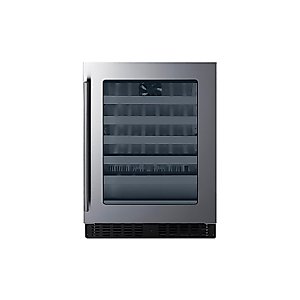 Summit ASDW2412 24 Inches Wide Built-In Wine Cellar, Black; ADA Compliant Design; Less Than 18 Inches Deep; Double Pane Tempered Glass Door; Temperature Memory Function; Reversible Door