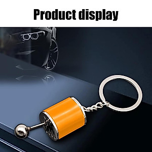 GKmow Pack-1 Car Shifter Keyring, Universal Polished Metal Key Chain Model, 6 Speed Gear Mini Key Clip (Gold)