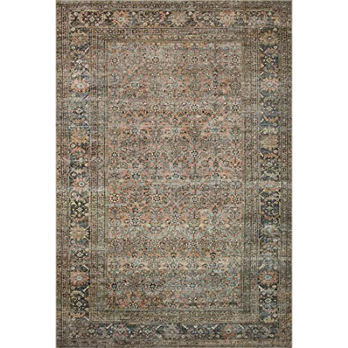 Loloi II Adrian Collection ADR-03 Terracotta/Multi, Traditional 7'-6" x 9'-6" Area Rug